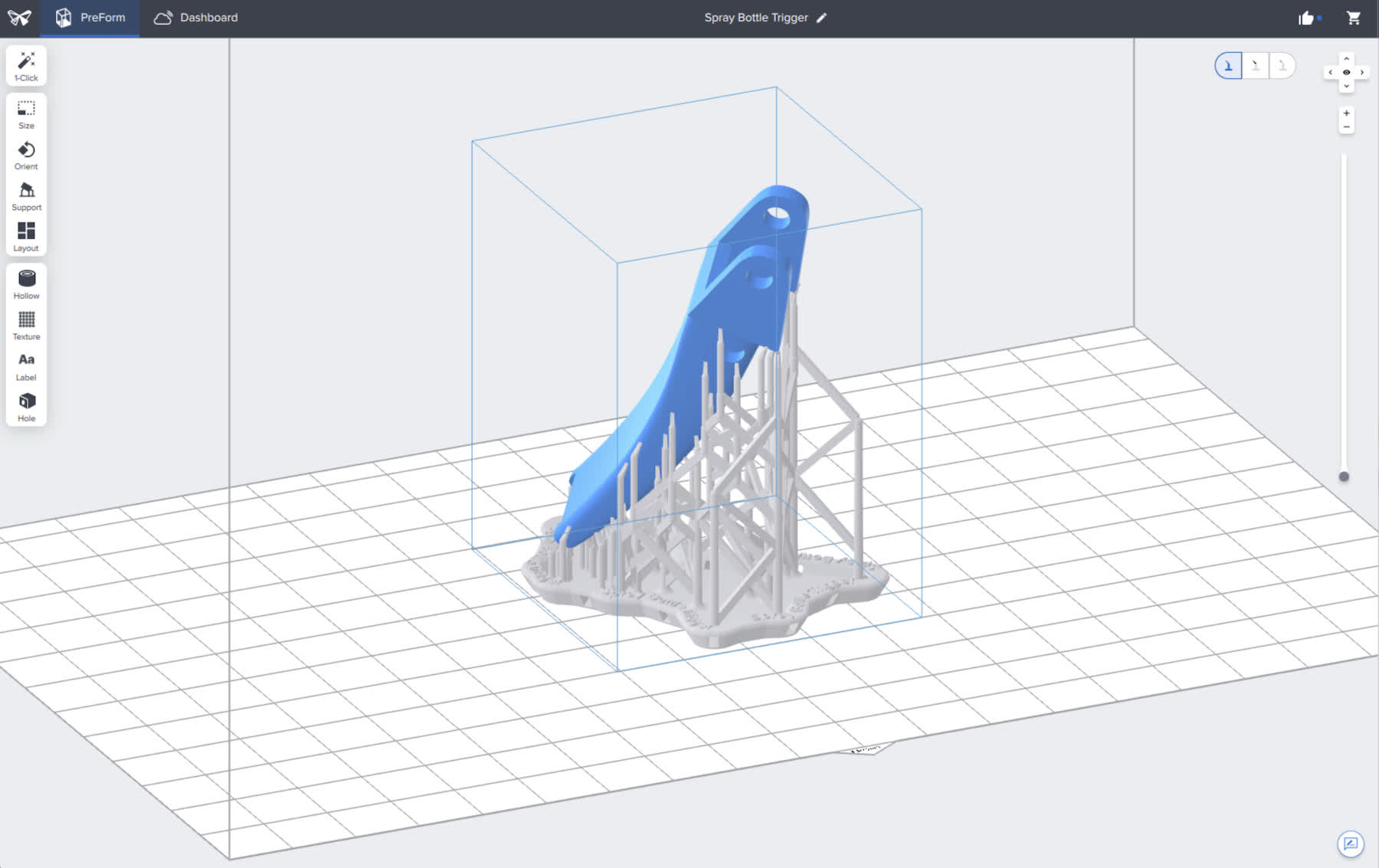 Controlling support structure visibility in PreForm